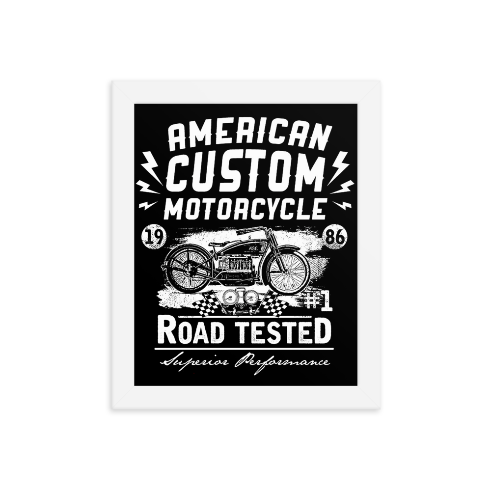 American Custom Motorcycle Framed Poster | Zelias Designs Arts