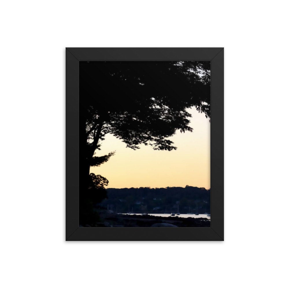 Belfast Bay Silhouette Boats Framed Poster, Boat Silhouettes, Sunset ...